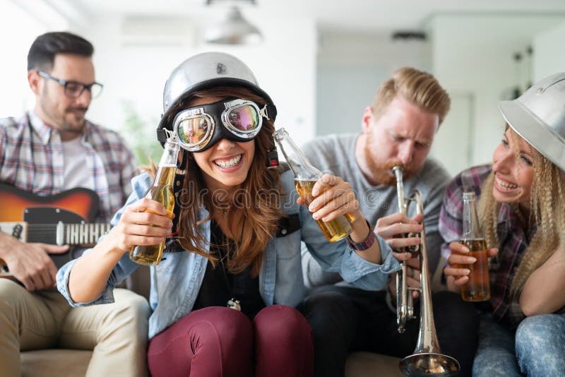 Group of Happy Friends Having Fun and Party Stock Photo - Image of ...