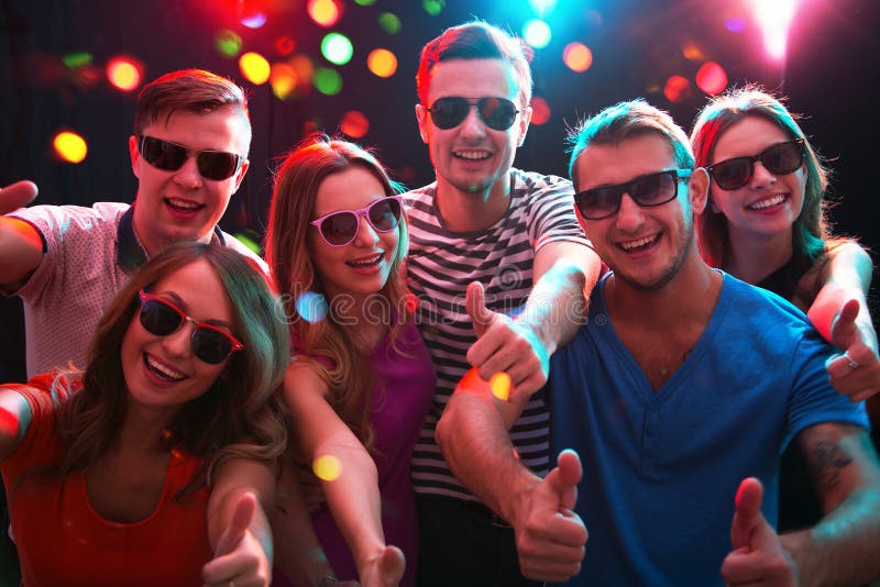 Group of Happy Friends in the Night Club Stock Image - Image of friends ...