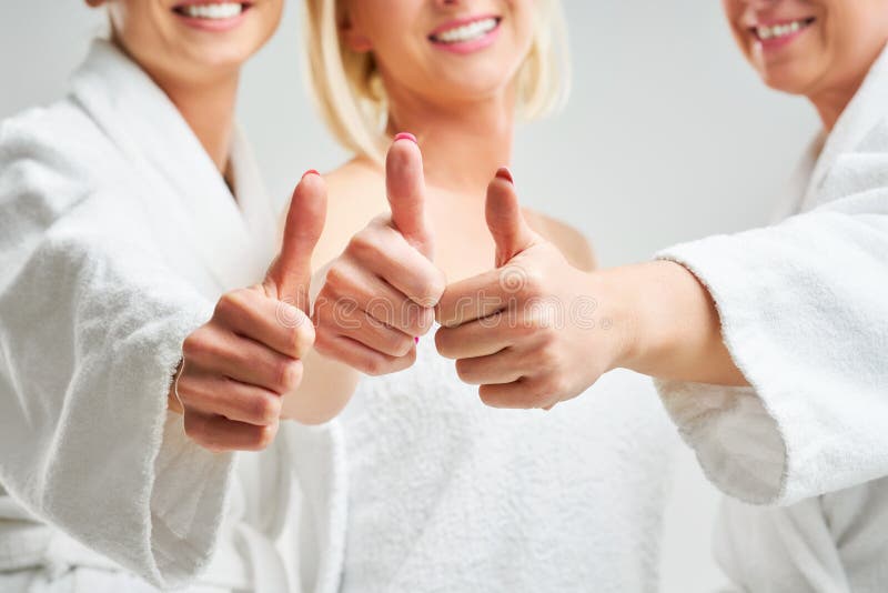 Picture Showing Group of Happy Friends in Spa Stock Photo - Image of ...