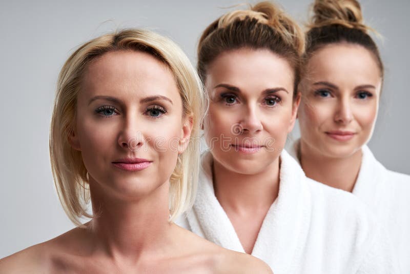 Picture Showing Group of Happy Friends in Spa Stock Photo - Image of ...