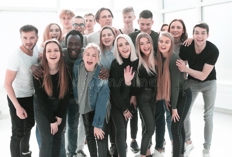 Group of Happy Friends Standing Together . Close Up Stock Photo - Image ...