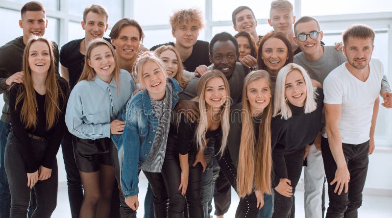 Group of Happy Friends Standing Together . Close Up Stock Photo - Image ...