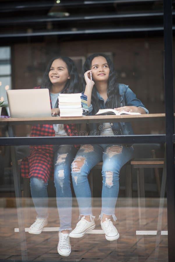 Group of Happy Friends Student Talking about Knowledge Stock Photo ...