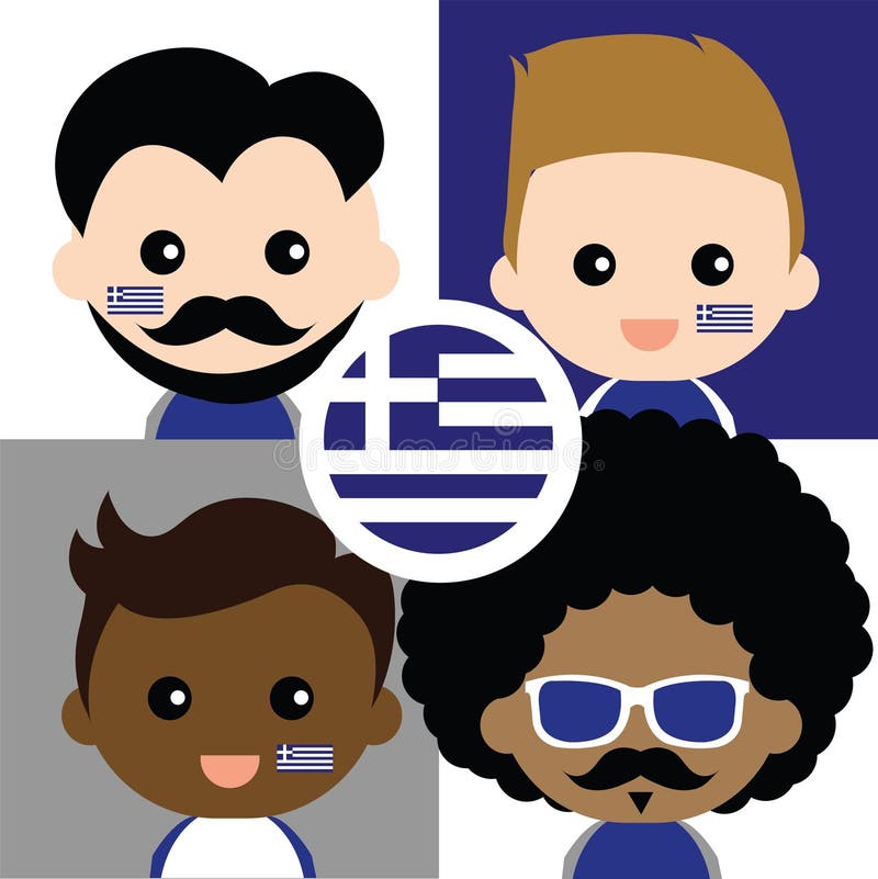 Group of Happy Greece S Supporters Stock Vector - Illustration of flag ...