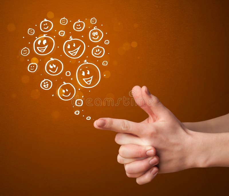 Group of Happy Hand Drawed Smiley Faces Coming Out Stock Photo - Image ...