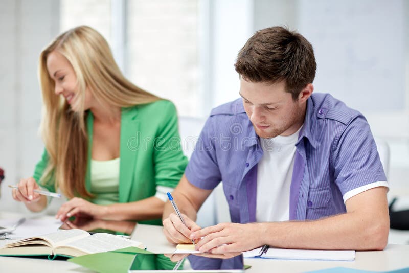 Group of Happy High School Students with Textbooks Stock Photo - Image ...
