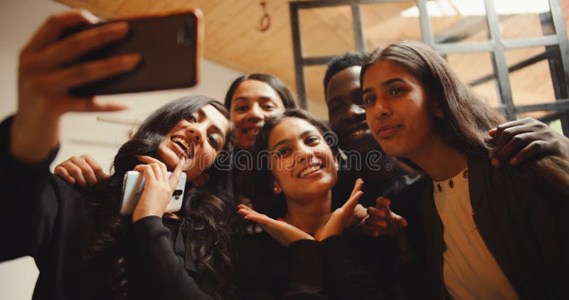 Group of Happy Indian People Taking Selfie with Smartphone Stock Image ...