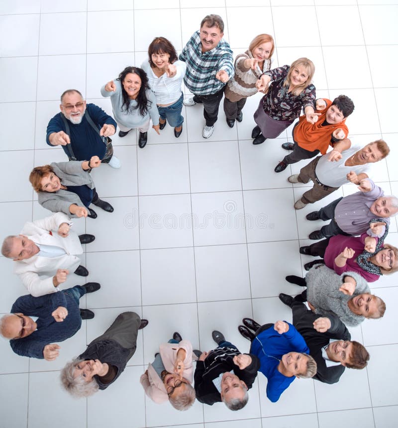 Group of Happy Mature People Applauding Standing in a Circle. Stock ...