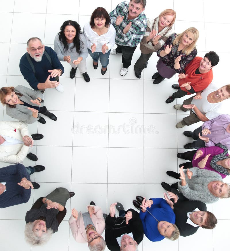 Group of Happy Mature People Applauding Standing in a Circle. Stock ...