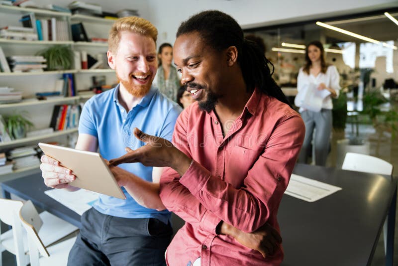 Group of Happy Multiethnic Business People Having Fun and Chatting at ...