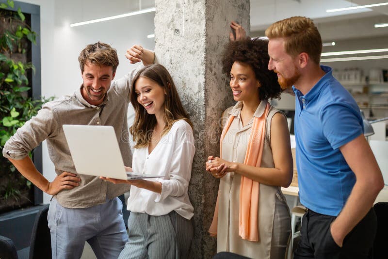 Group of Happy Multiethnic Business People Having Fun and Chatting at ... Group of Happy Multiethnic Business People Having Fun and Chatting at ...