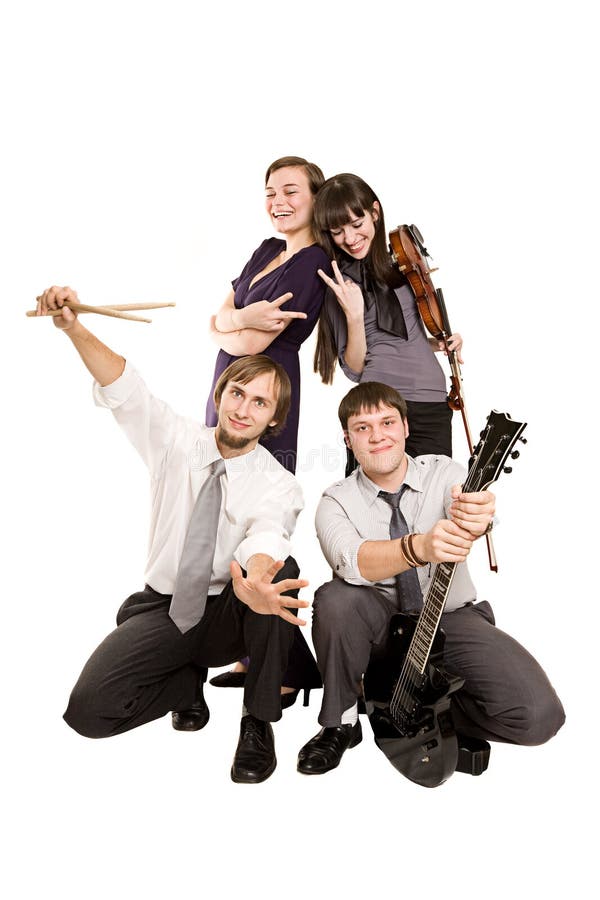 Group of Happy Music Band Making Funny Faces Stock Photo - Image of ...