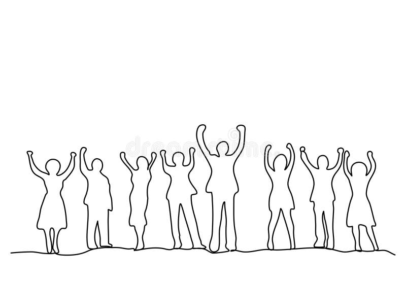 Group of Happy People, One Line Drawing Vector Illustration Stock ...