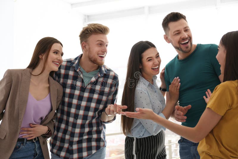 Group of Happy People Talking in Room Stock Photo - Image of people ...