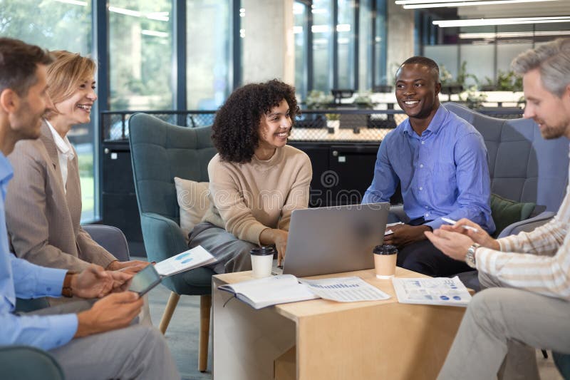 Group of Happy Progressive Business People Working on Startup Together ...