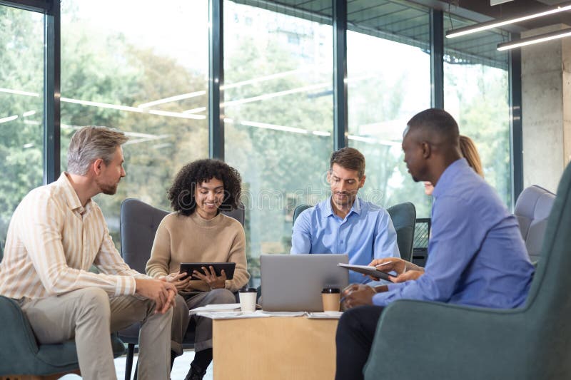 Group of Happy Progressive Business People Working on Startup Together ...