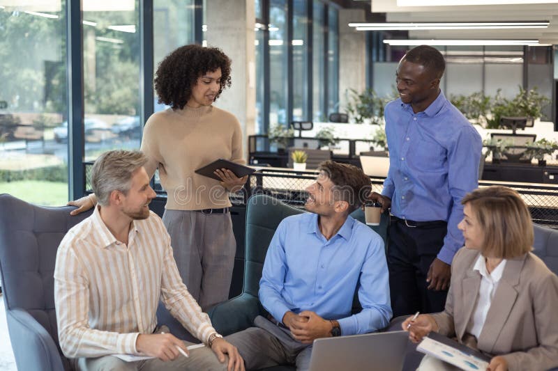 Group of Happy Progressive Business People Working on Startup Together ...