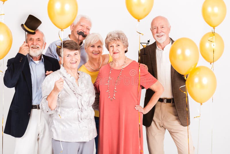 Happy Senior People Celebrating and Having Fun Together Stock Photo ...