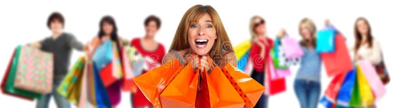 Happy shopping people. stock image. Image of women, friends - 10726949
