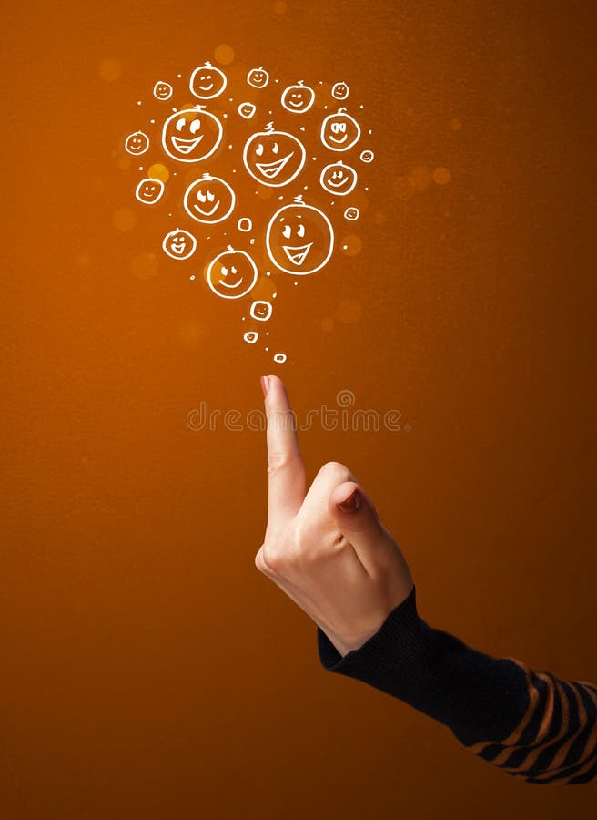 Group of Happy Smiley Faces Coming Out of Gun Shaped Hands Stock Image ...