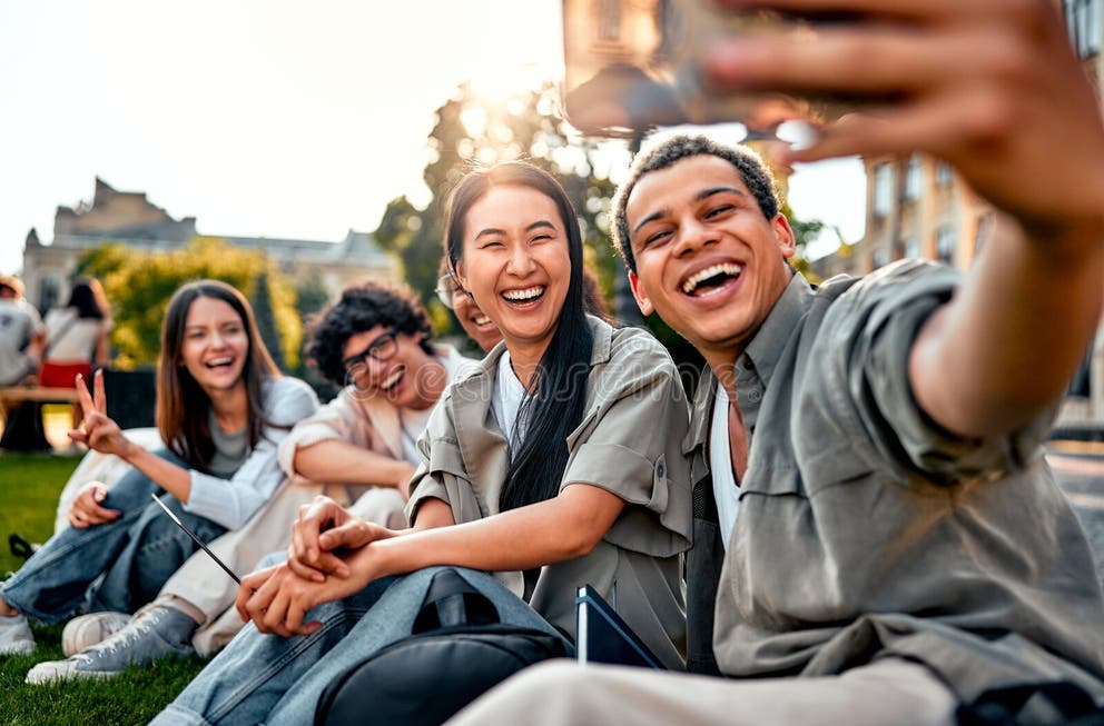 Group of Happy Smilling Modern Students Stock Image - Image of ...