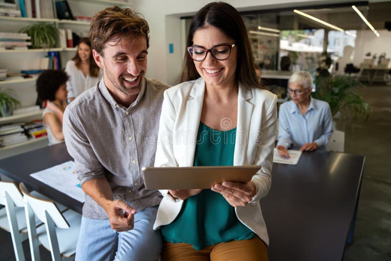 Group of Happy Startup Business People Having Fun and Chatting at ...