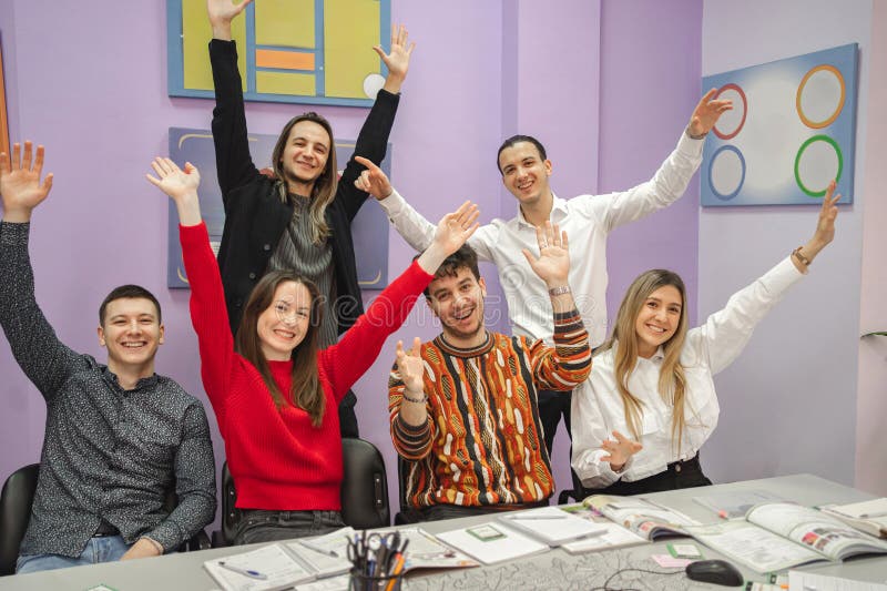 Group of Happy Students at Language School Class Stock Photo - Image of ...