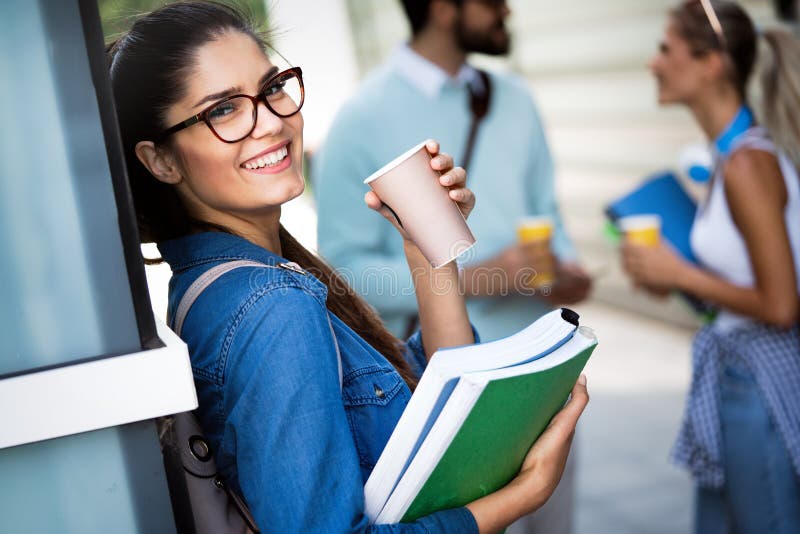 Group of Happy University Students Studying Together and Having Fun ...