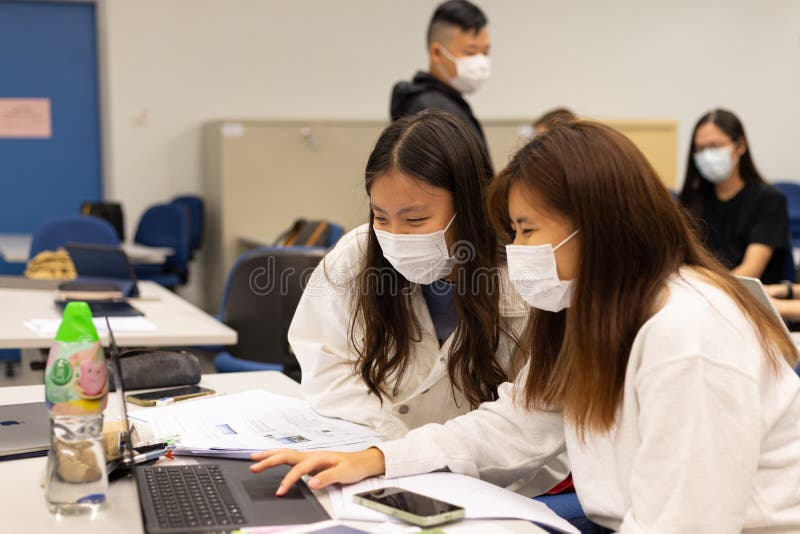 15 11 2021 Group of Happy Young Boys and Girls with Face Mask Work ...