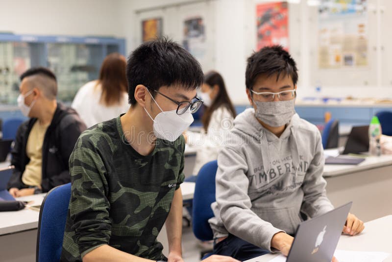 15 11 2021 Group of Happy Young Boys and Girls with Face Mask Work ...