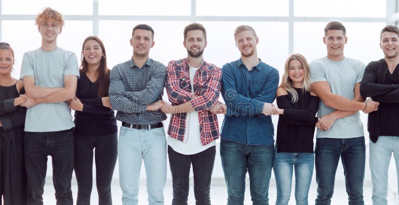 Group of Happy Young Employees Standing Together. Stock Image - Image ...