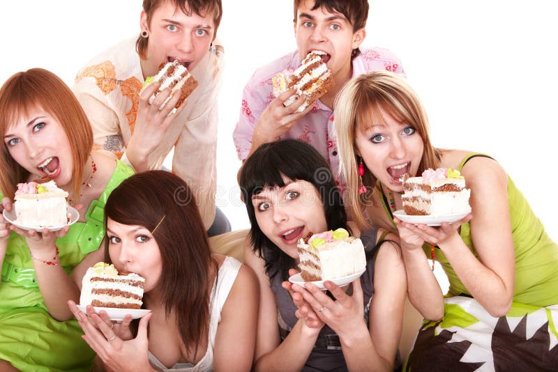 Group Girl Eating Chocolate Cake Stock Photos - Free & Royalty-Free ...