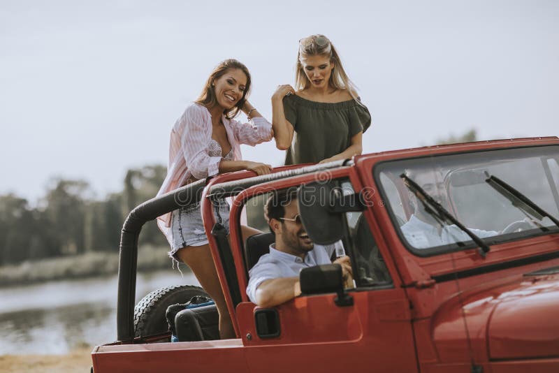 Group of Young People Enjoying Road Trip Stock Image - Image of open ...