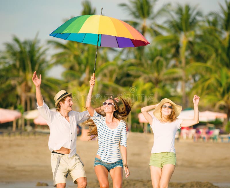 Group of Happy Young People Having Fun on the Stock Image - Image of ...