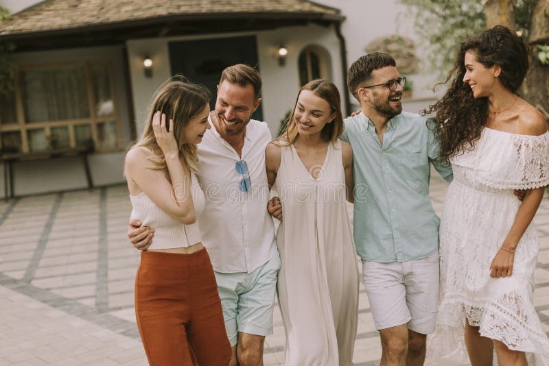 Group of Happy Young People Having Fun Outdoors Stock Photo - Image of ...