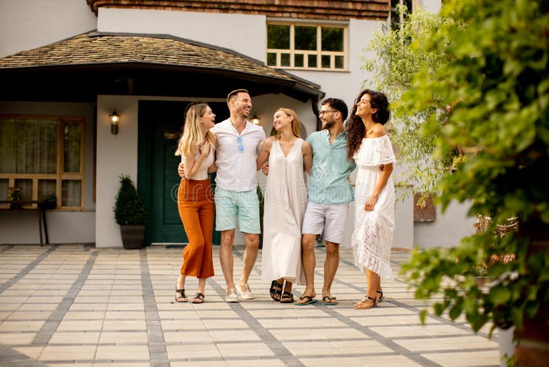 Group of Happy Young People Having Fun Outdoors Stock Photo - Image of ...