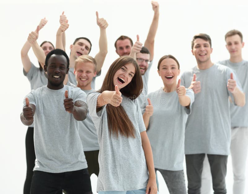 Group of Happy Young People Showing Thumbs Up. Stock Photo - Image of ...