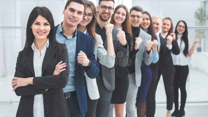Group of Happy Young People Standing in a Row Stock Photo - Image of ...