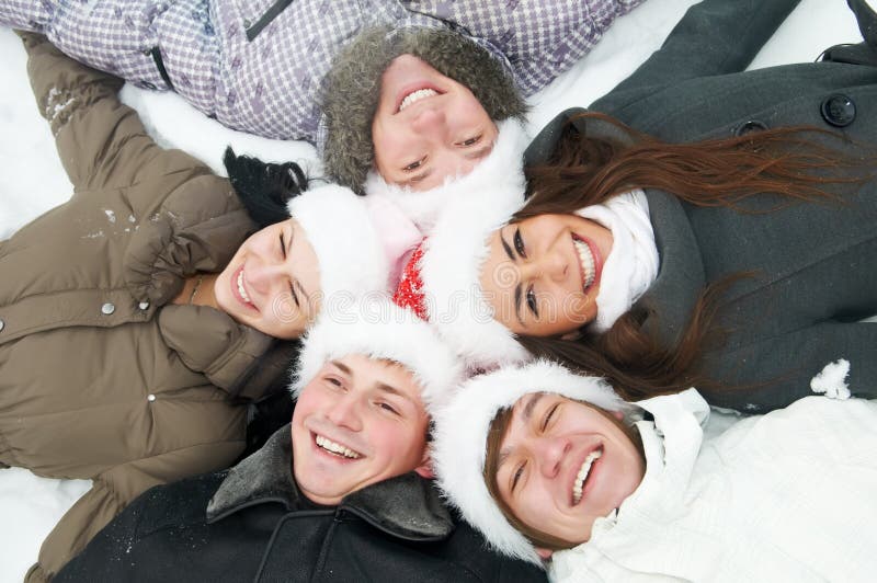 Group of Happy Young People in Winter Stock Photo - Image of teen, glad ...