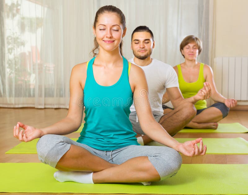 Group of 3 Women Doing Yoga in Nature Stock Image - Image of apple ...