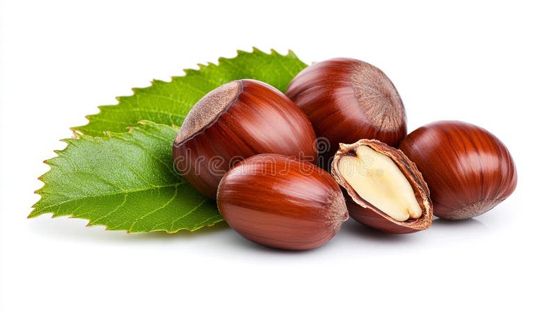 Group of Hazelnuts with One Open Showing Kernel Stock Illustration ...