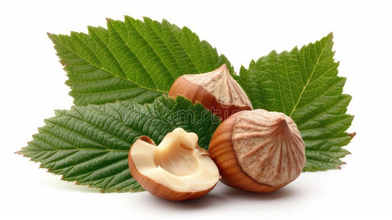 A Group of Hazelnuts, Some Whole and Some Cracked Open, are Displayed ...