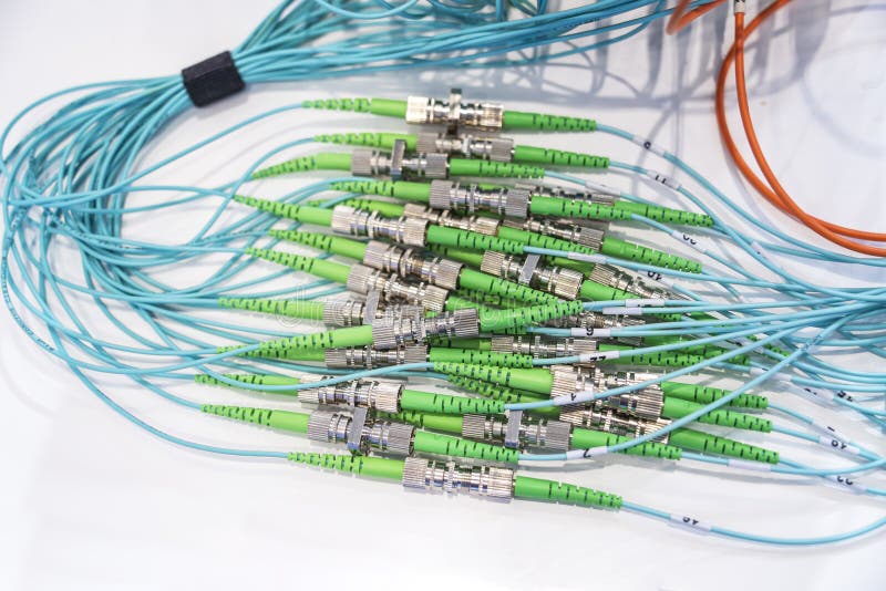 Group Head Connector Green Fiber Optic Network Cable Stock Photo ...