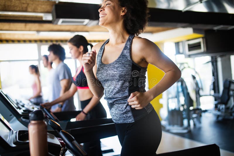 Group of Healthy Fit People at the Gym Exercising Stock Photo - Image ...