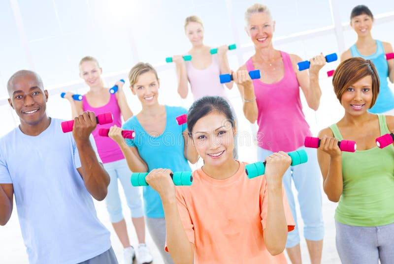 Group of Healthy People in Fitness Stock Image - Image of multiethnic ...