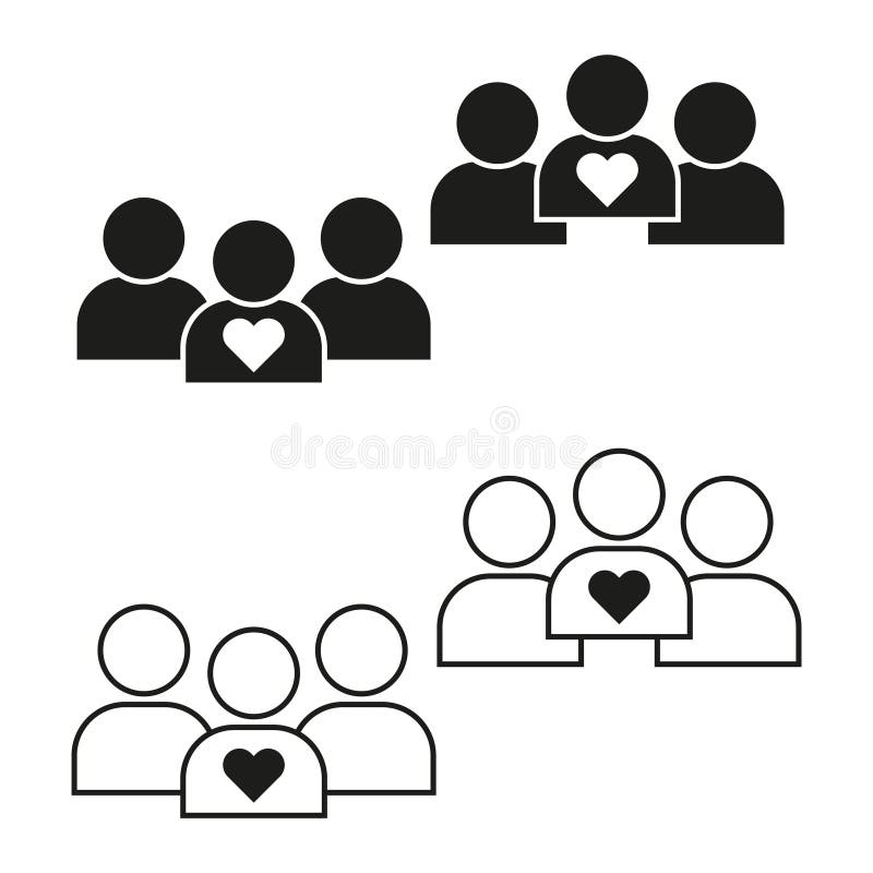 Group Heart Icon. Team Caring Symbol. Unity Vector Shape. Compassion ...