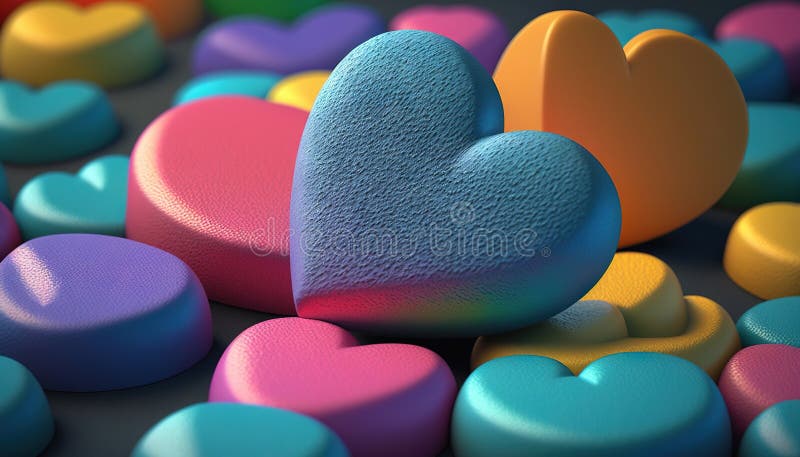 A Group of Heart Shaped Objects Sitting on Top of Each Other Stock ...