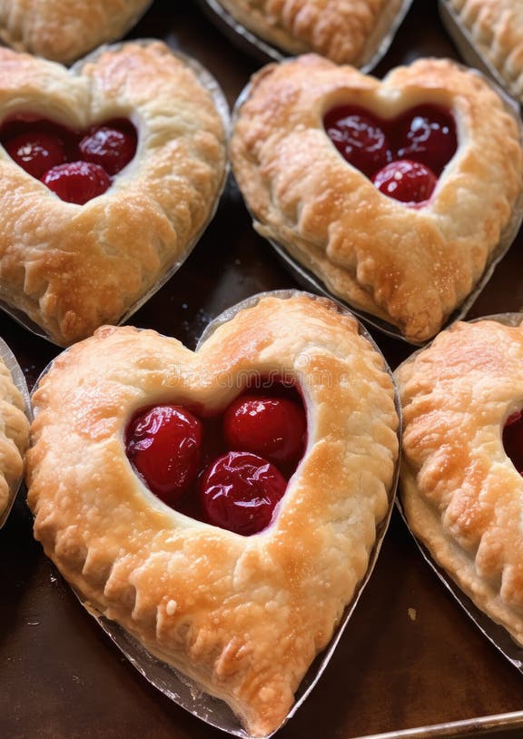 A Group of Heart Shaped Pastries Stock Illustration - Illustration of ...