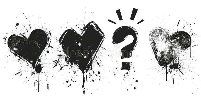 Group of Hearts with a Question Mark Symbol on Them, Suitable for ...