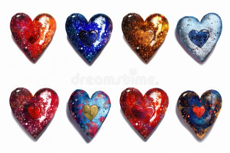 Group of Hearts in Various Colors, Suitable for Various Designs Stock ...